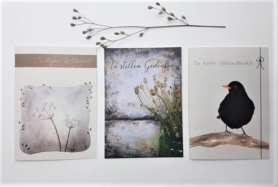 Sympathy Card Set, 3 Condolence Cards From Watercolor Drawings ...