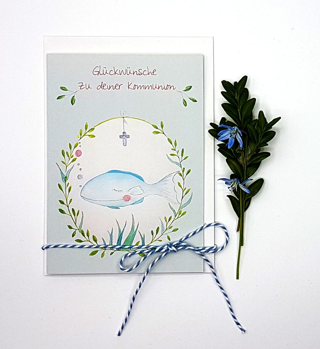 Communion Card Fish for Boys Cute Illustrated Fish - Etsy