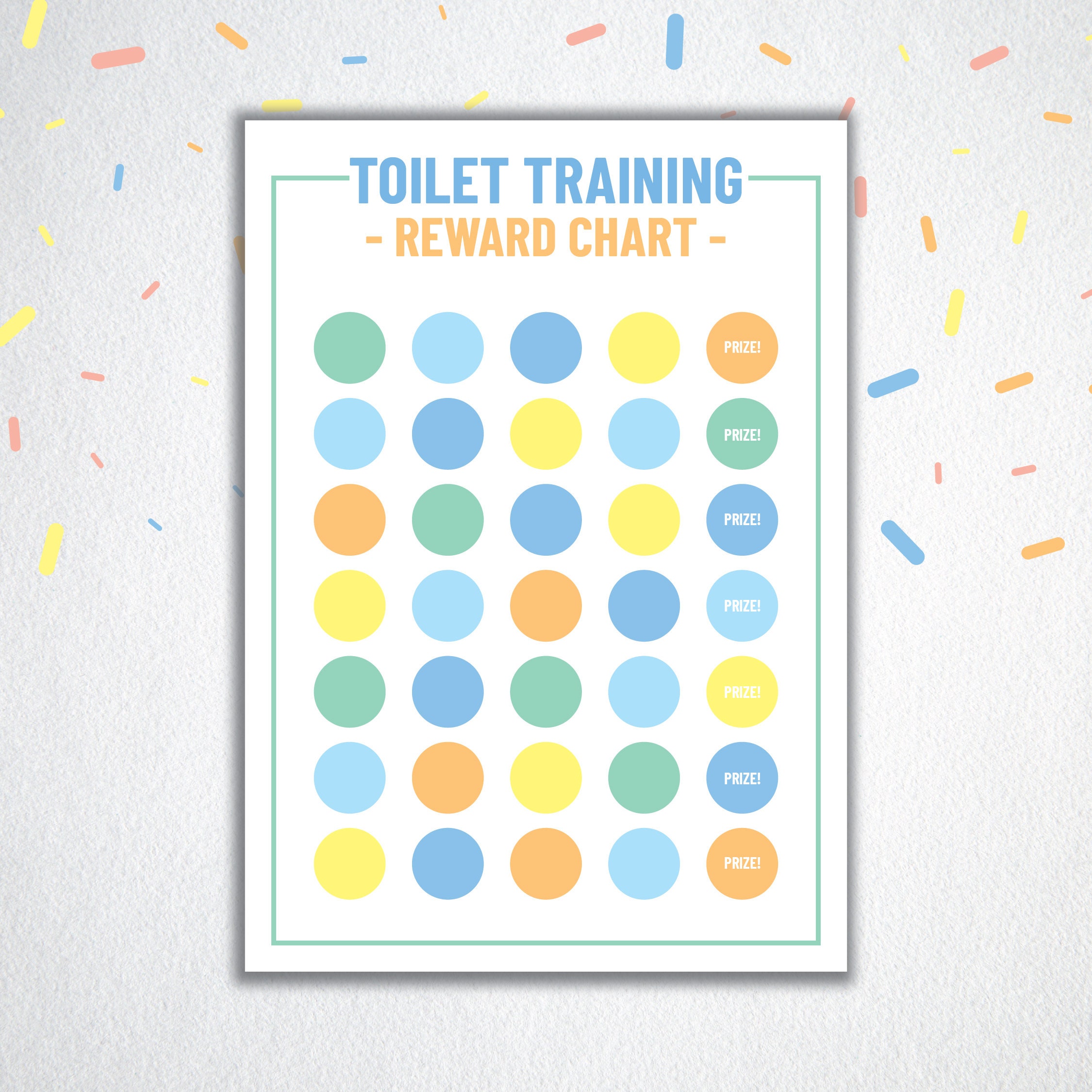 Toilet Potty Training Reward Chart Printable Blue theme | Etsy