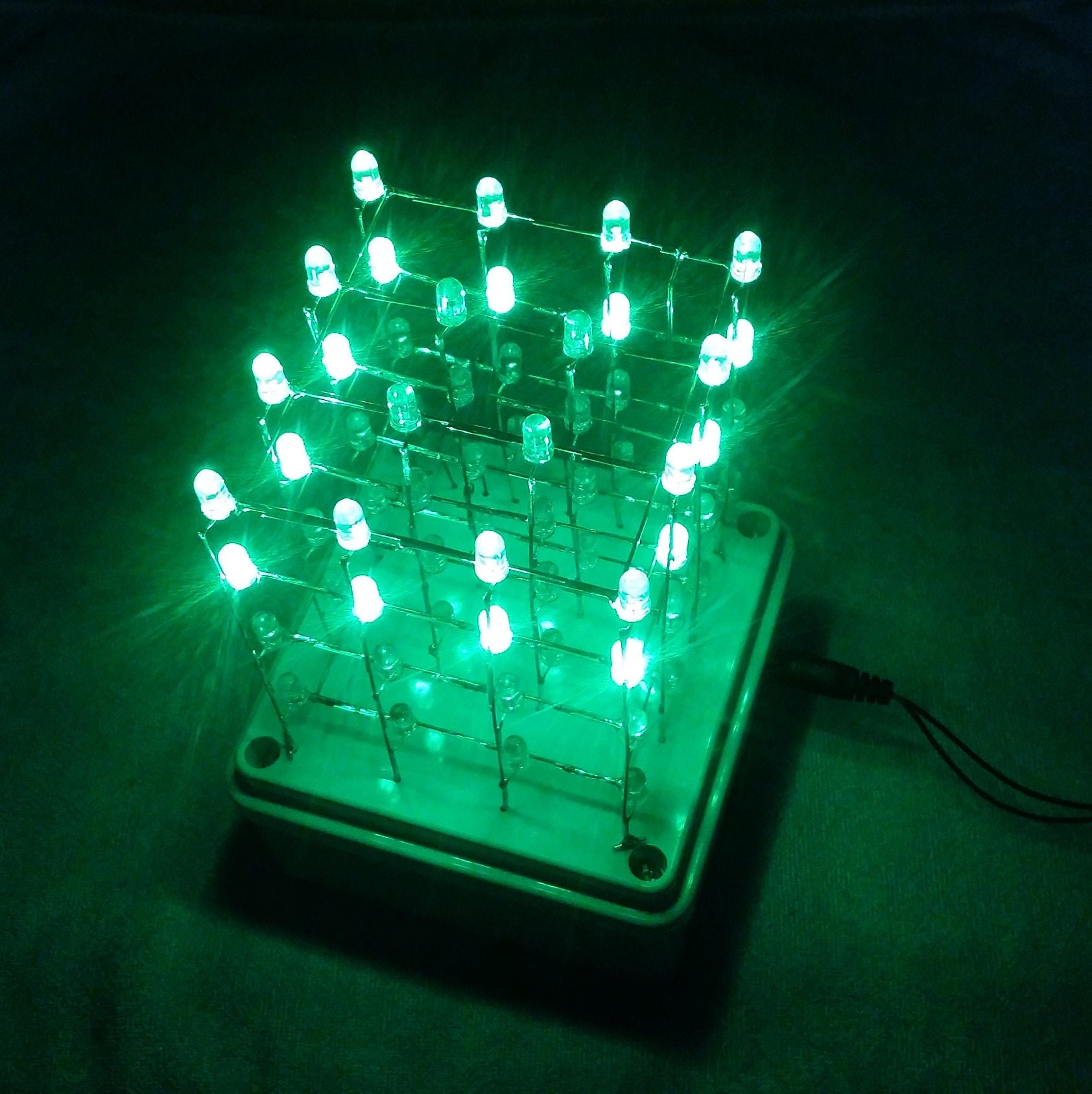 4x4x4 GREEN LED CUBE Box 3D Display, Ultrabright Light Show Effect, Usb ...