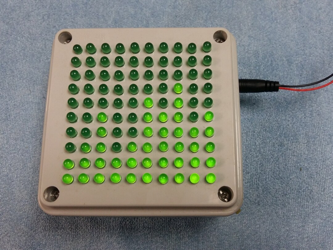 10x10 Leds GREEN LED Matrix Display, Light Show Effect Cube Box, USB ...