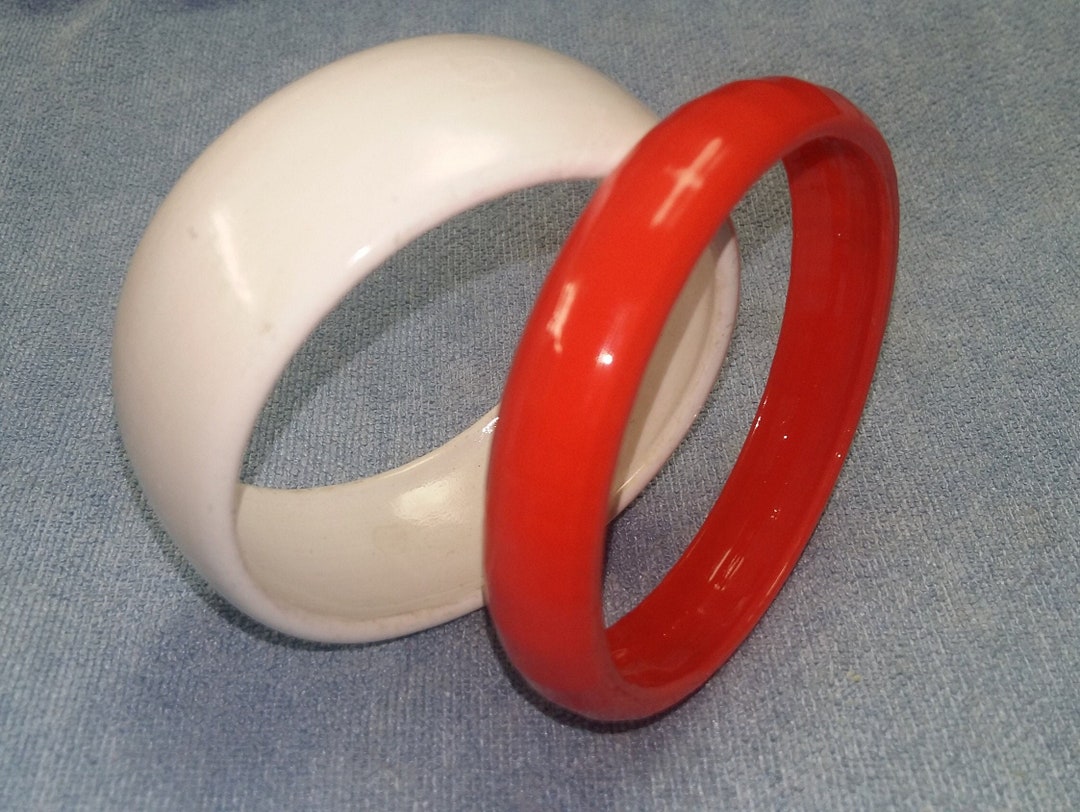 SNOW WHITE Fire RED Bracelets, 3D Printed Bangles Wrist Strap, Chunky ...