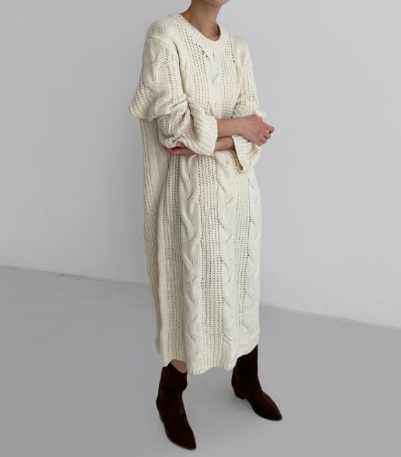 Cable knit sweaters dress / sweater long dress / knit dress / | Etsy