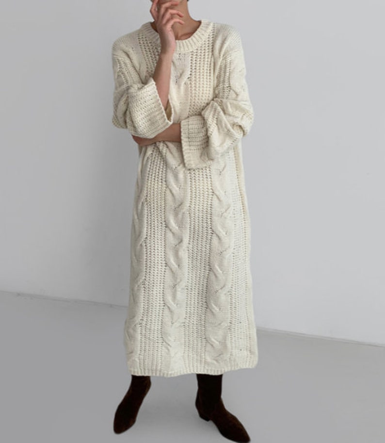 Cable knit sweaters dress / sweater long dress / knit dress / | Etsy