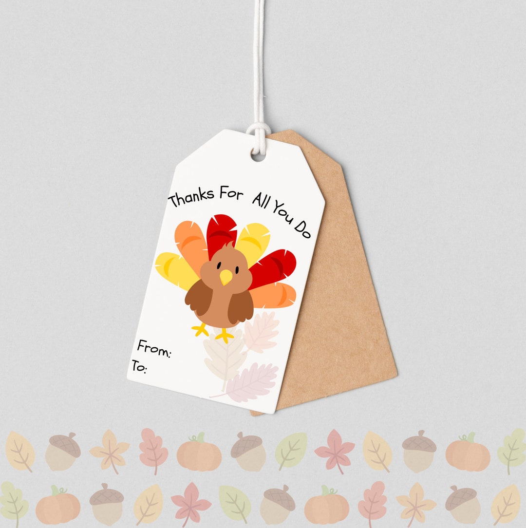 Thanksgiving Turkey Gift Tag, Editable Printable, Hostess Gift (digital ...