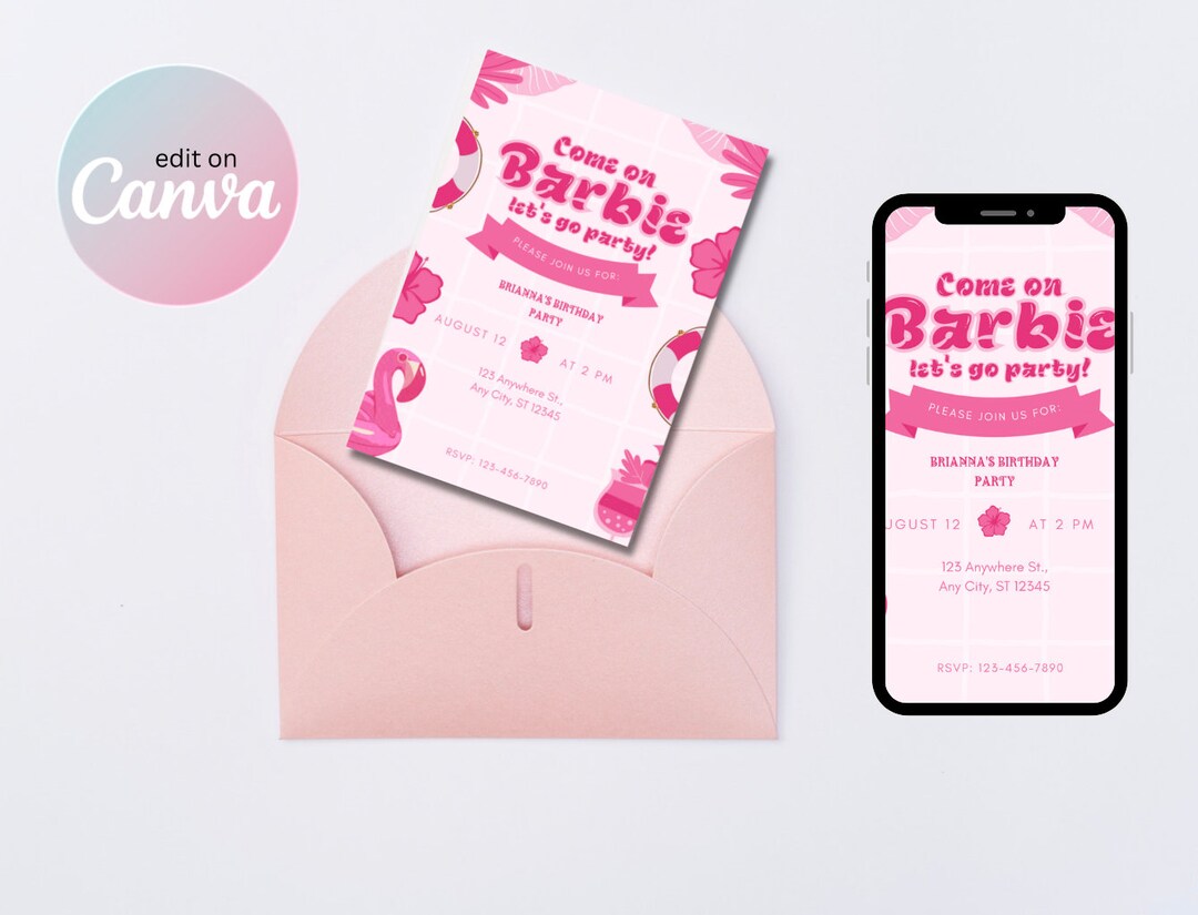 Editable Barbie Party Invitation Hot Pink Birthday Party - Etsy