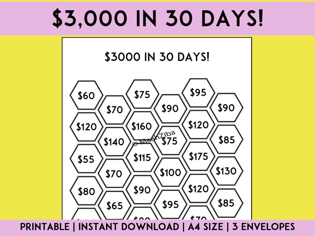 3000 Savings Challenge 3 Printable Envelopes 3000 Money - Etsy