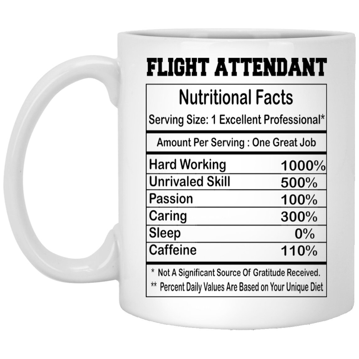 Funny Flight Attendant Mug Nutritional Facts T Coffee Tea Etsy