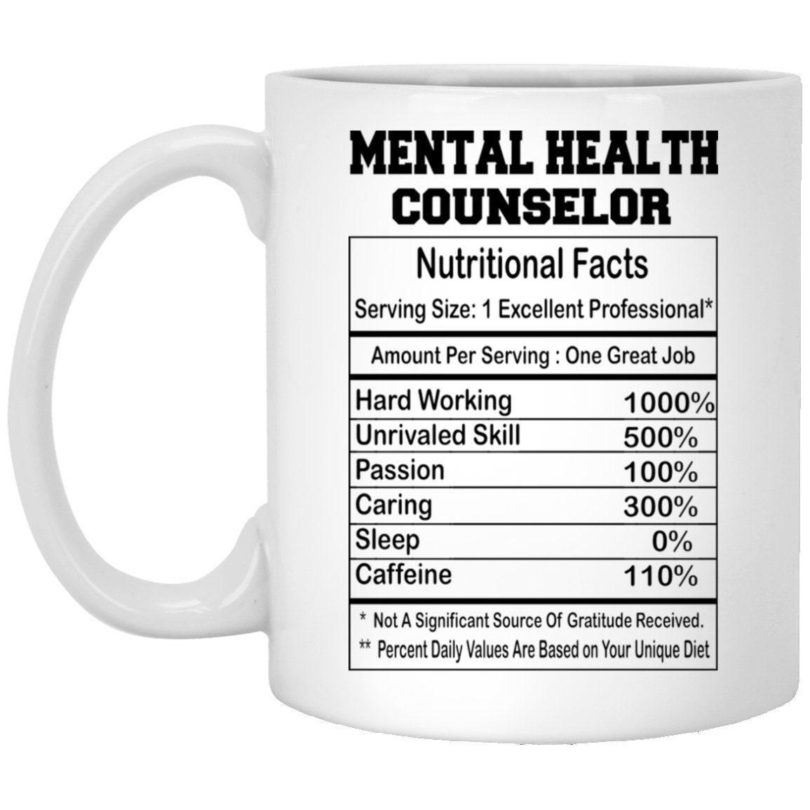 Mental Health Counselor mug Nutritional Facts Coffee Tea Cup | Etsy