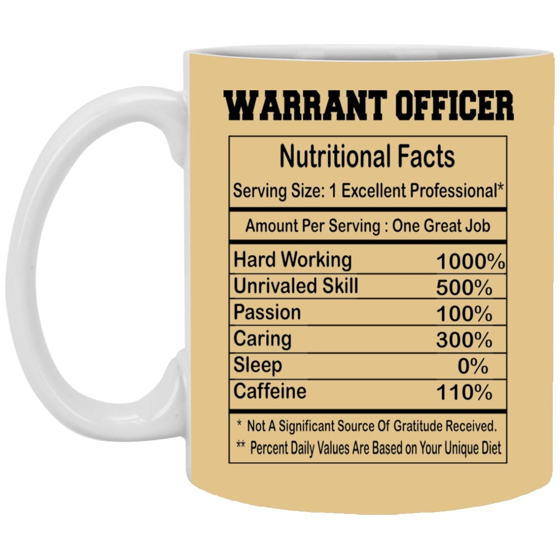 Funny Warrant Officer Mug Nutritional Facts T Coffee Tea Etsy