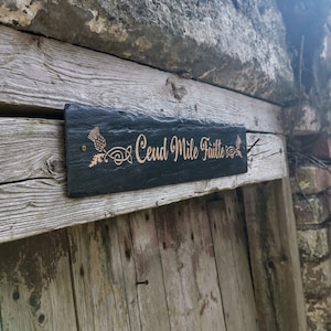 Over the Door Scottish Welcome Sign - Céud Mile Fáilte - Rose Gold ...