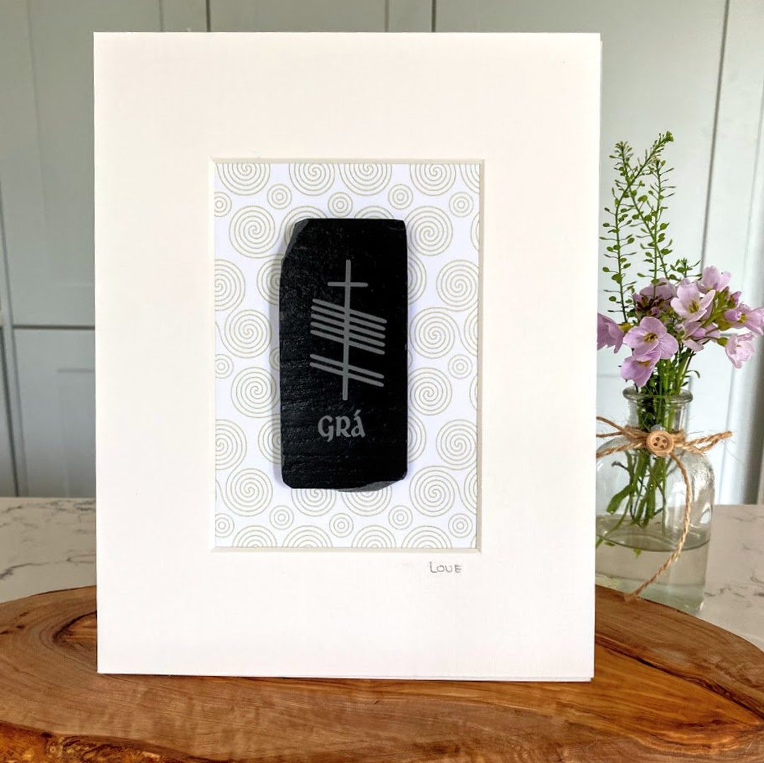 Natural Slate Ogham Plaque- With the Gaelic Inscription Grá / Love - Etsy