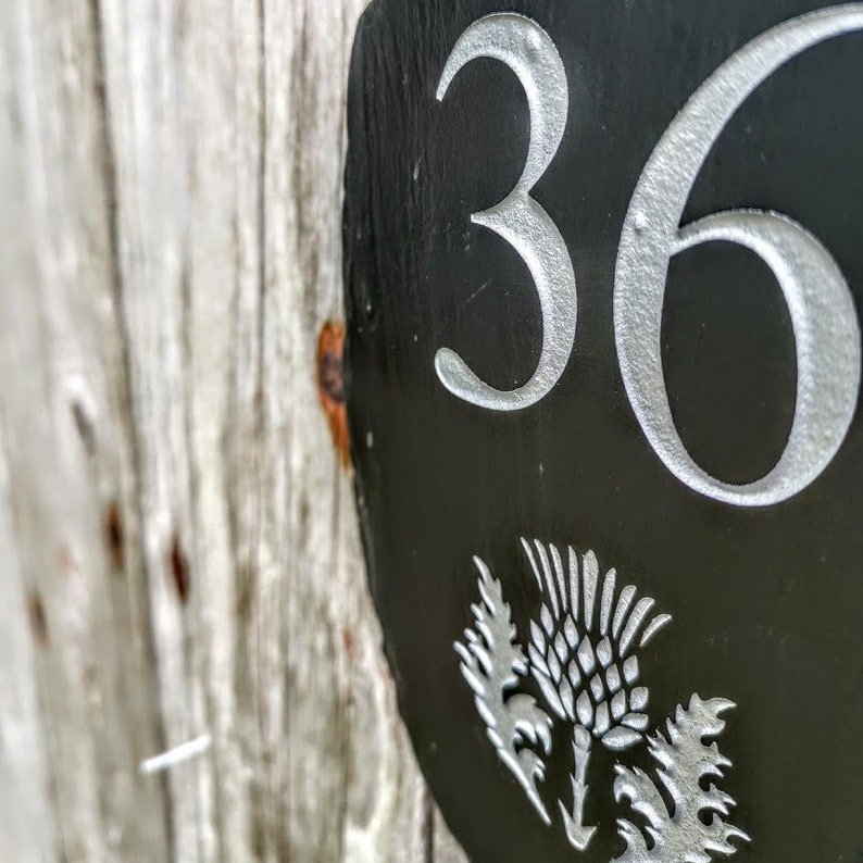 Natural Slate Scottish House Number With Scottish Thistle - Etsy
