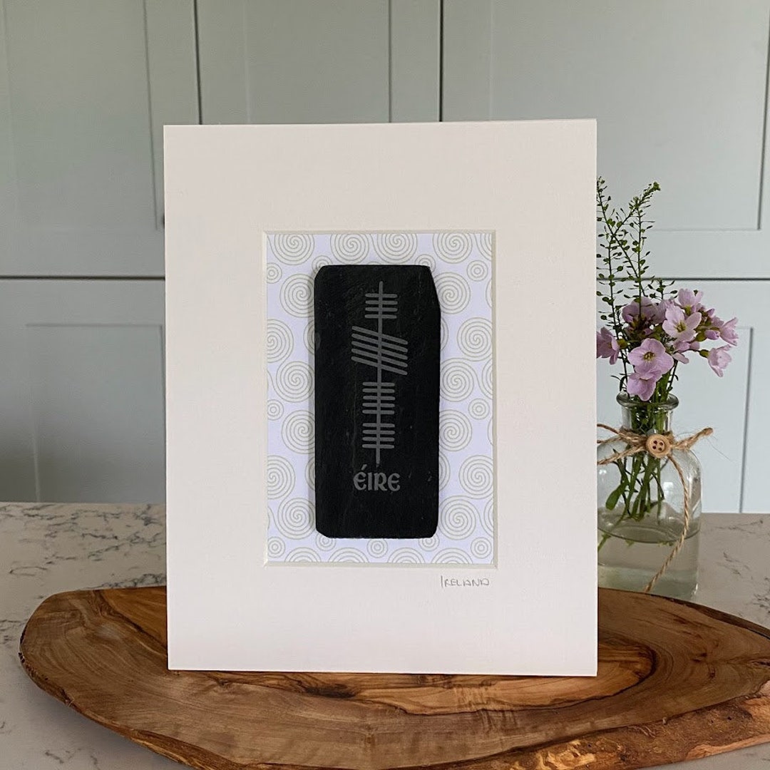 Natural Irish Slate-ogham Design- Éire/ireland Mounted Slate - Etsy UK