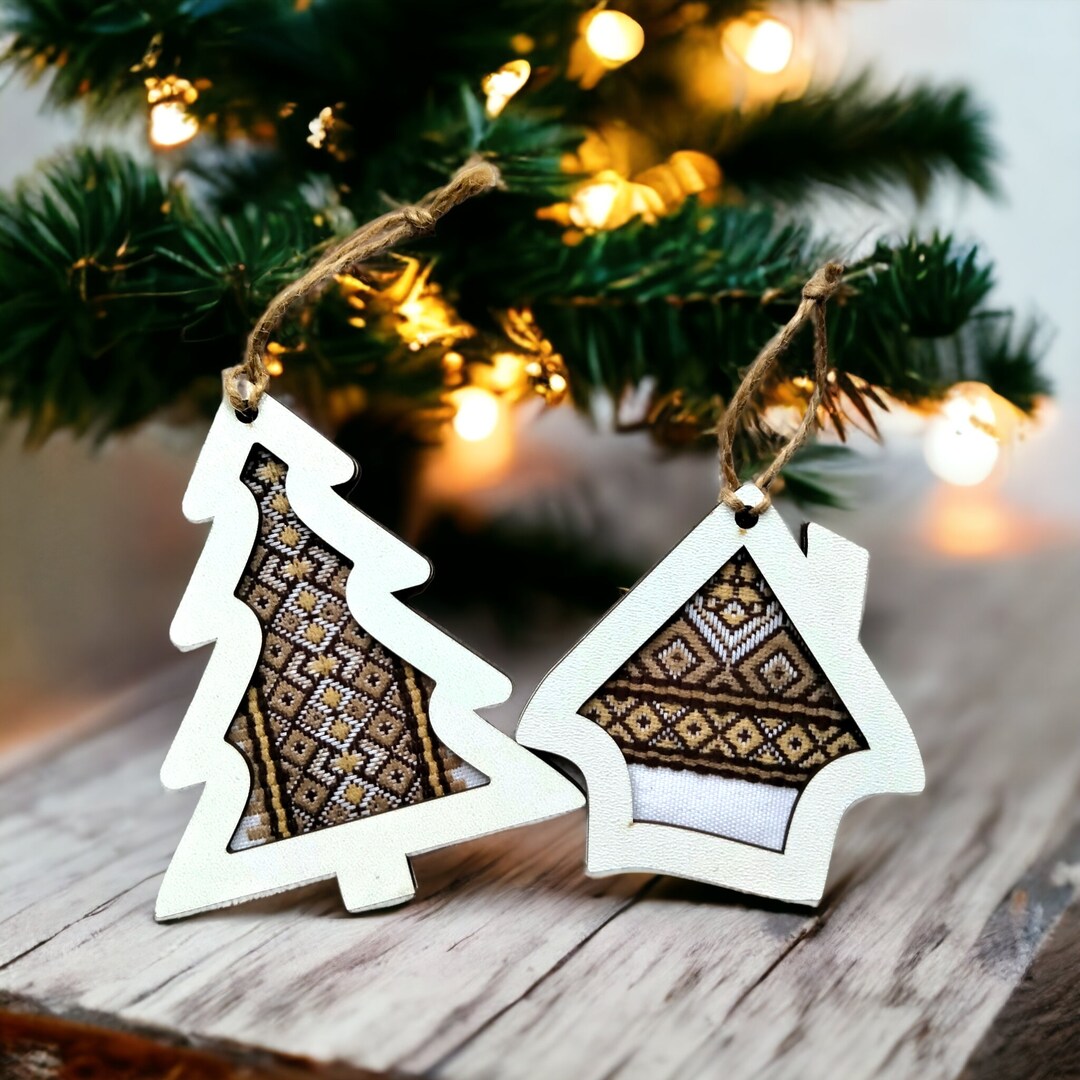 Set of 2 Christmas Decorations Rustic Chic Holiday Cheer. - Etsy UK