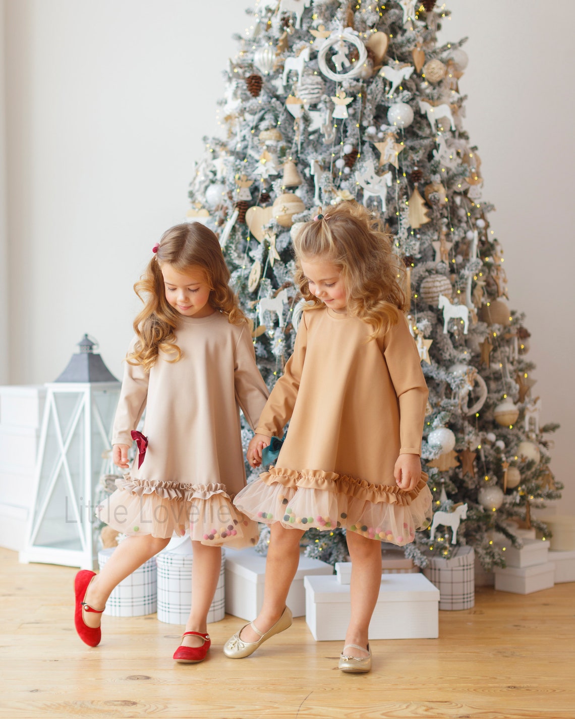 Beige cotton dress for girl Princess dress Birthday dress | Etsy