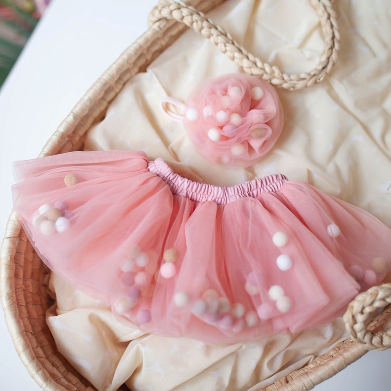 Newborn Rose Gold Tutu Headband Set: Baby Girl Photoshoot Prop - Etsy