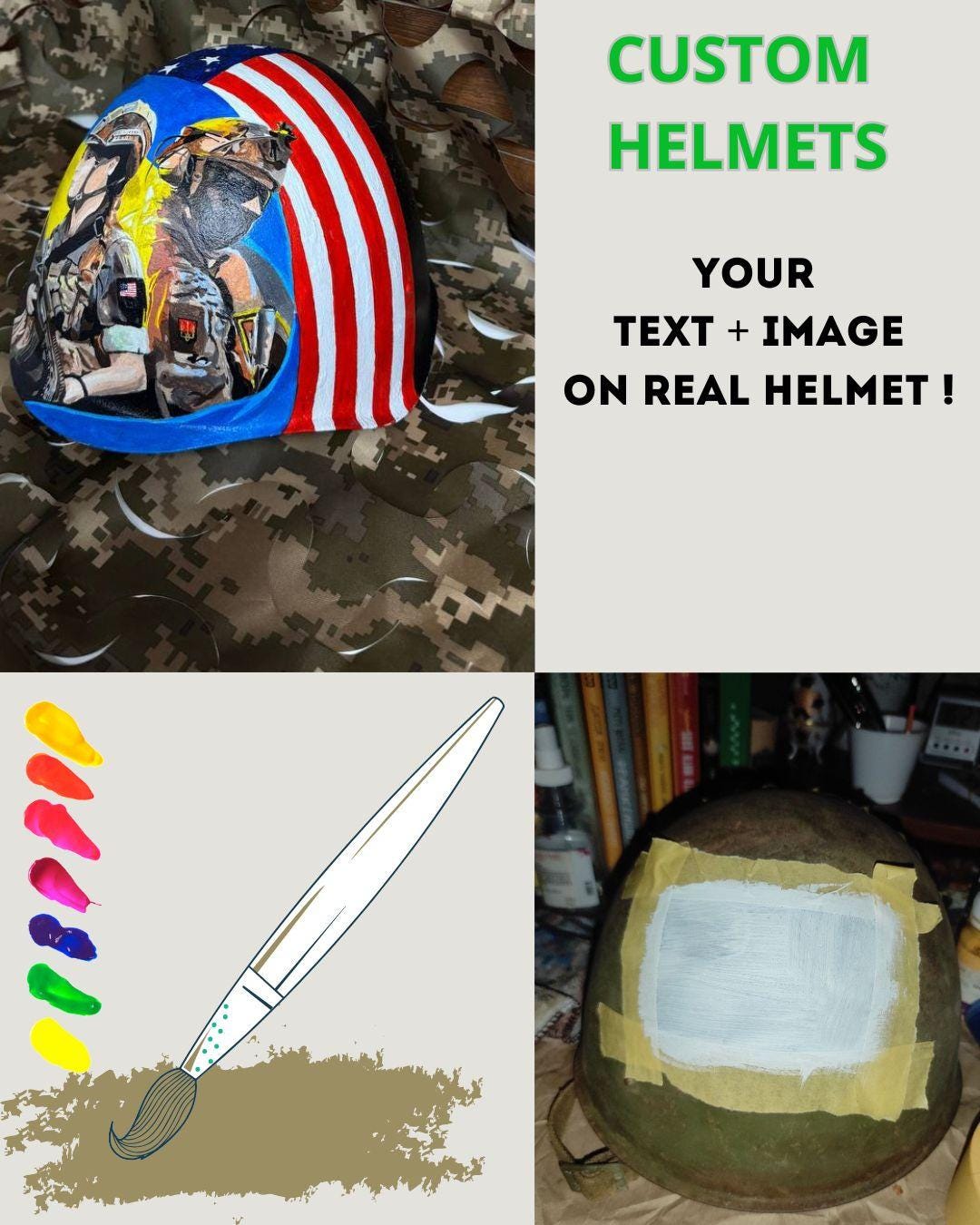 Painted to Order,custom Military Helmet Ukraine,ukraine War Trench Art ...