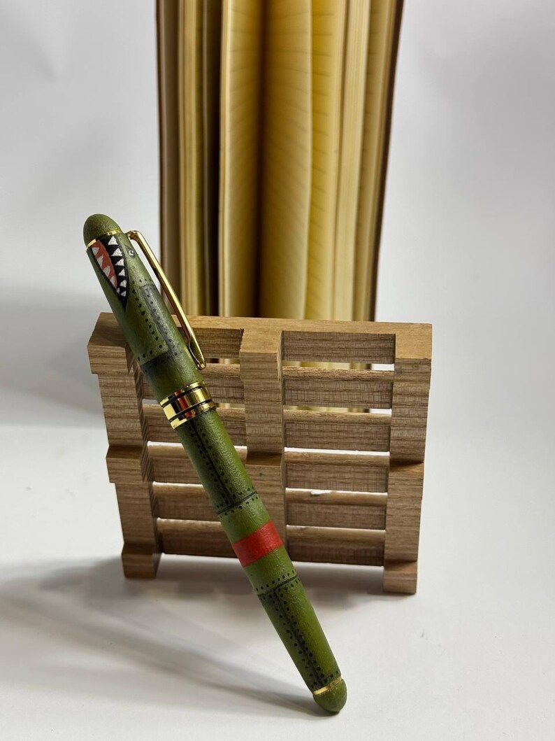 Custom Handpainted Aircraft Pen "p40", Custom Wooden Painted Pen, War ...