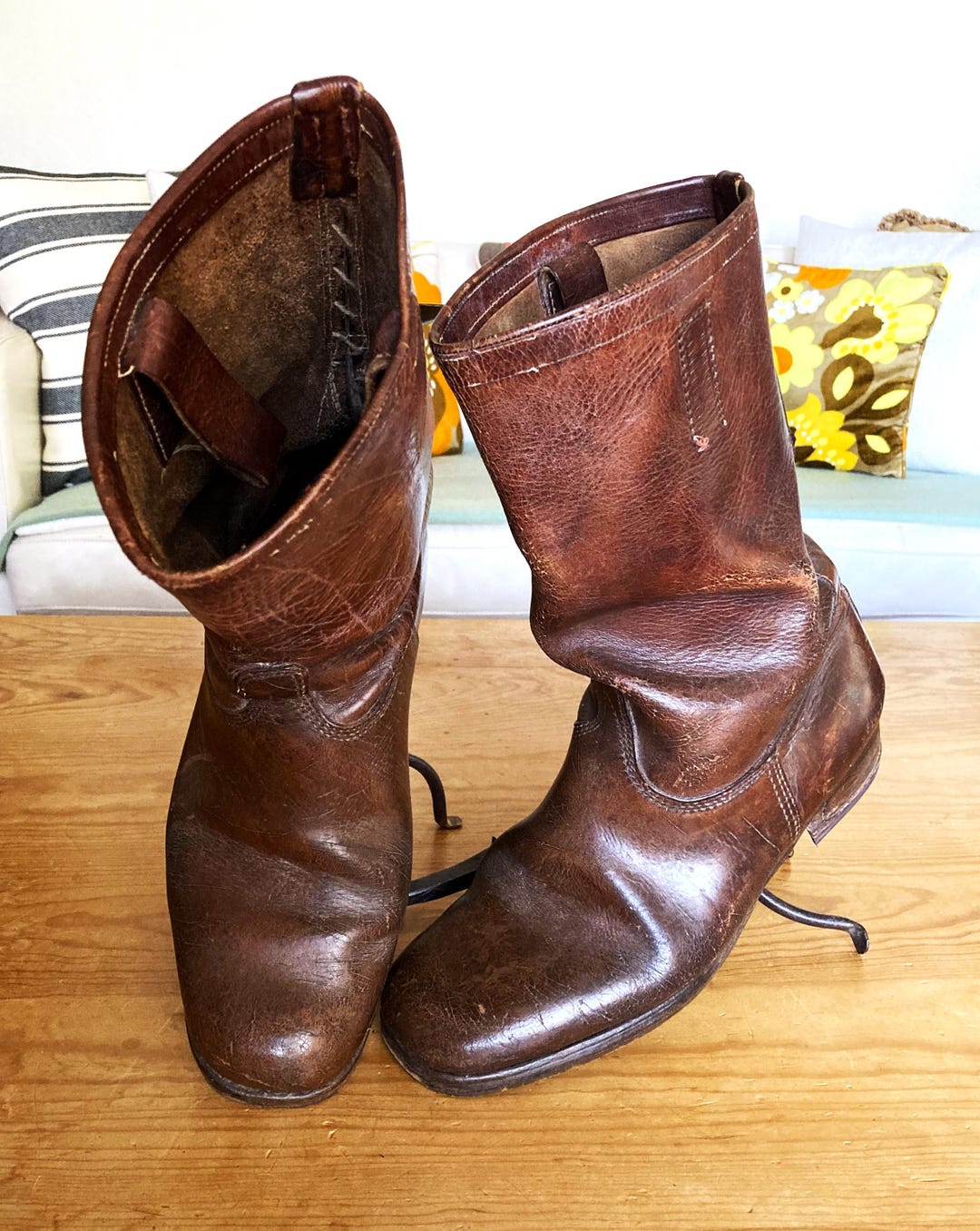 Vintage 40s Men's 11 D Brown Horsehide Leather Engineer Boots Work ...