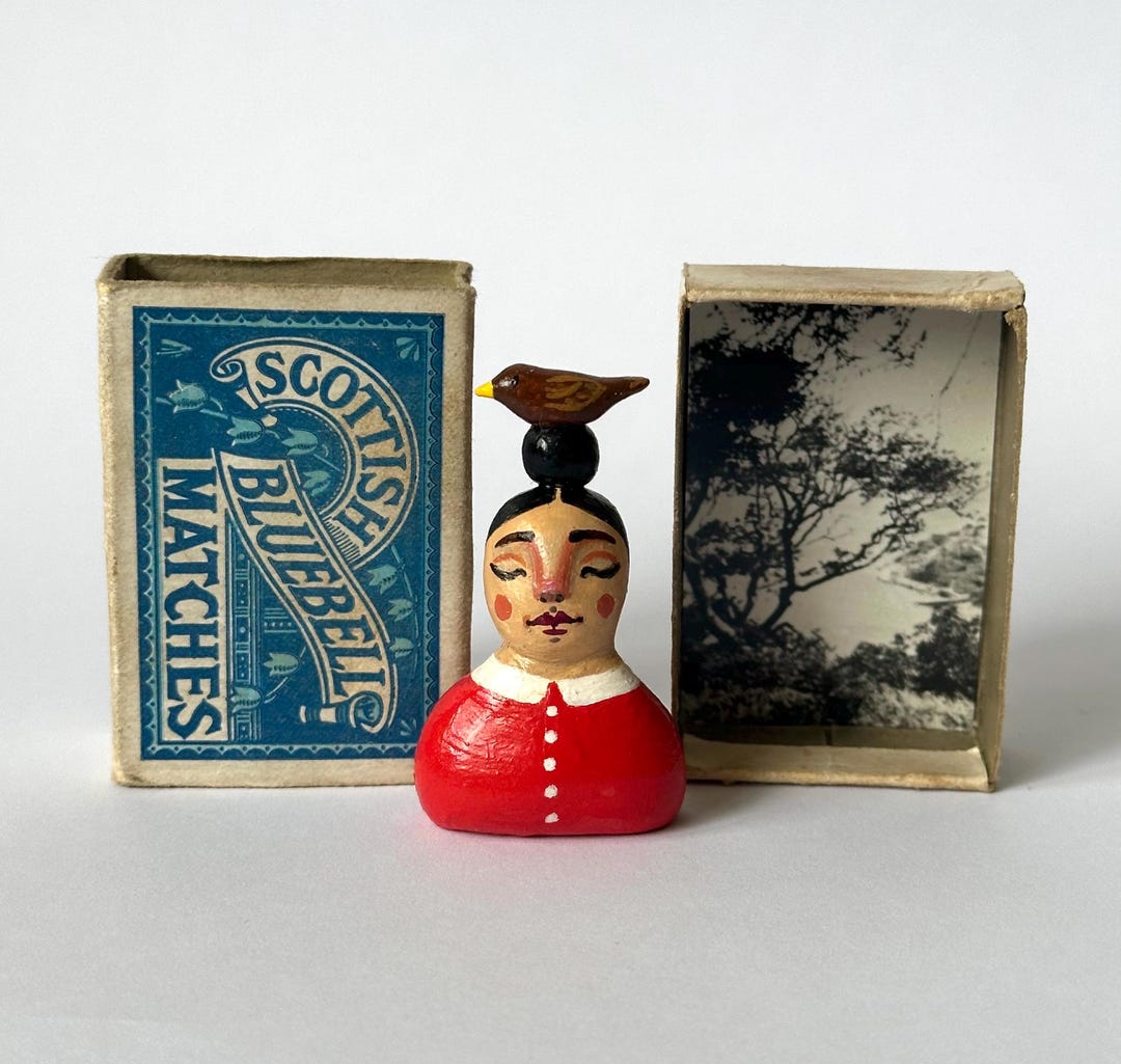 Miniature Original Handmade Miniature Figure Folk Lady Sculpture in ...