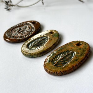Set of Large Ceramic Sun and Leaf Pendants, Earthy Coloured Ceramic ...