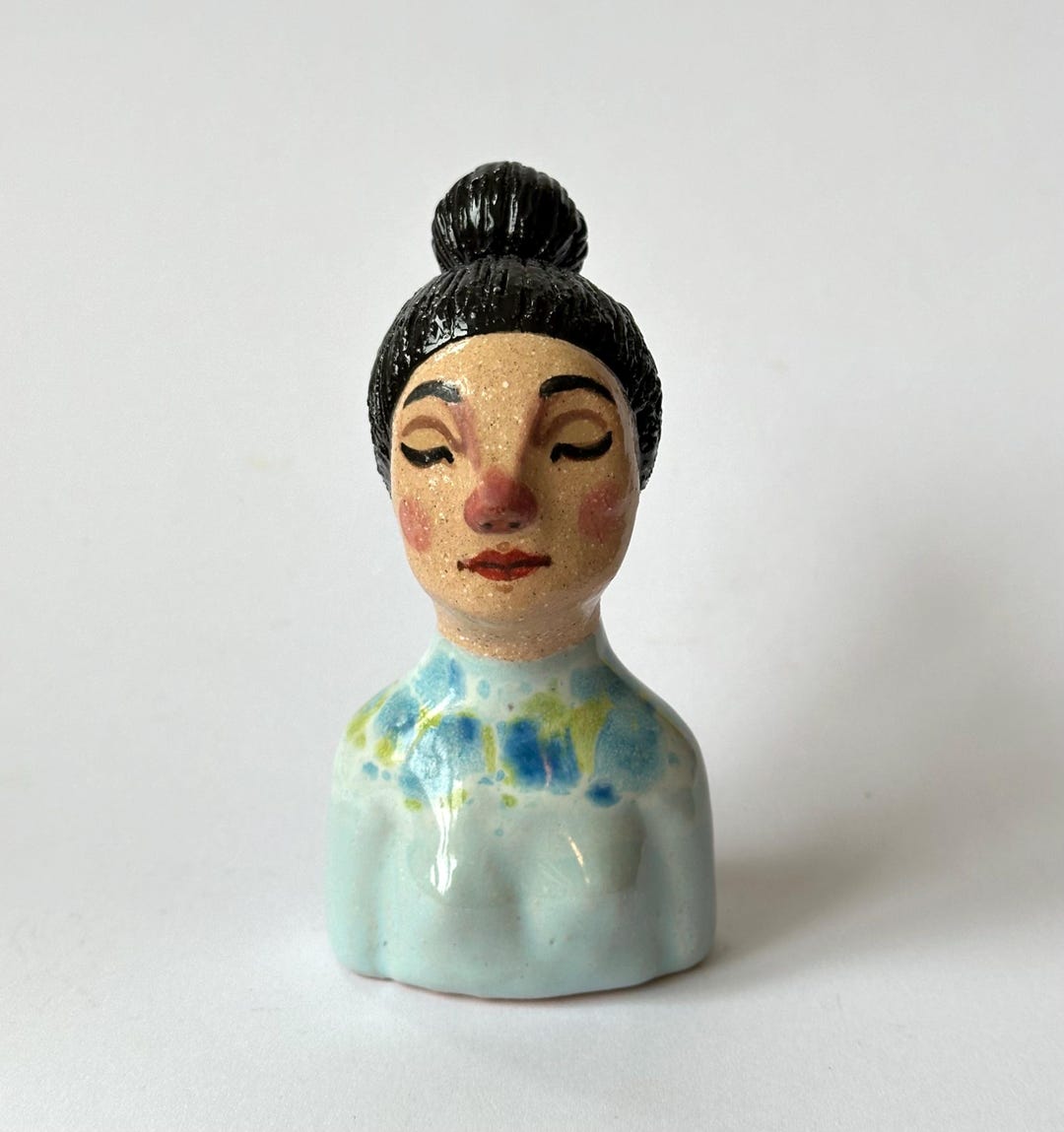 Ceramic Lady, Miniature Ceramic Figure, Small Glazed Fashion Lady ...