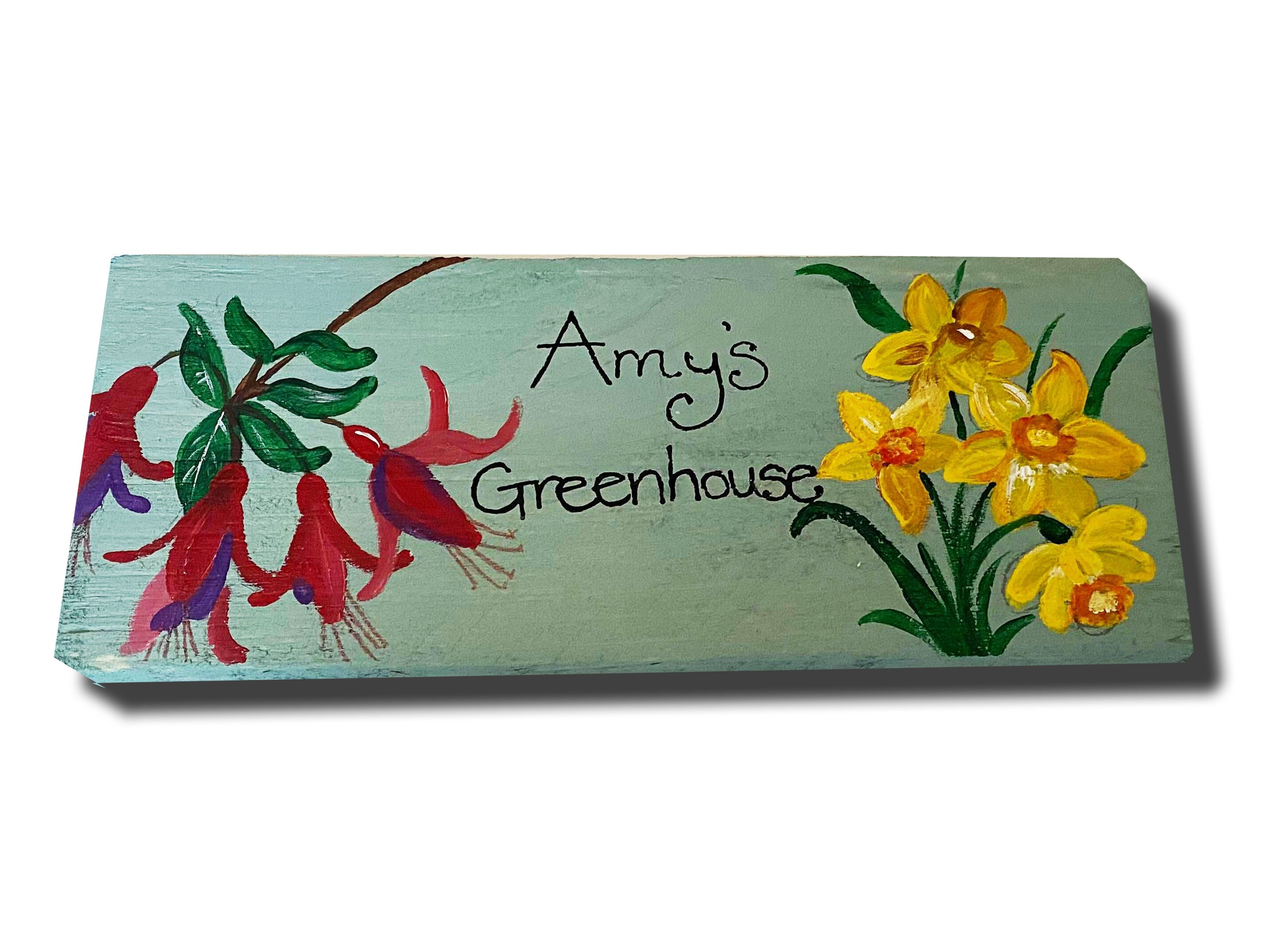 Daffodil & Fuchsia Garden Sign Personalised Plaque Flower - Etsy UK
