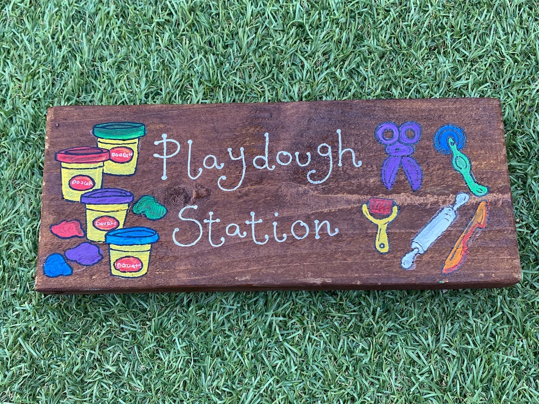 Playdough Station Wooden Sign, Play Kitchen, Role Play Sign, Messy Play ...
