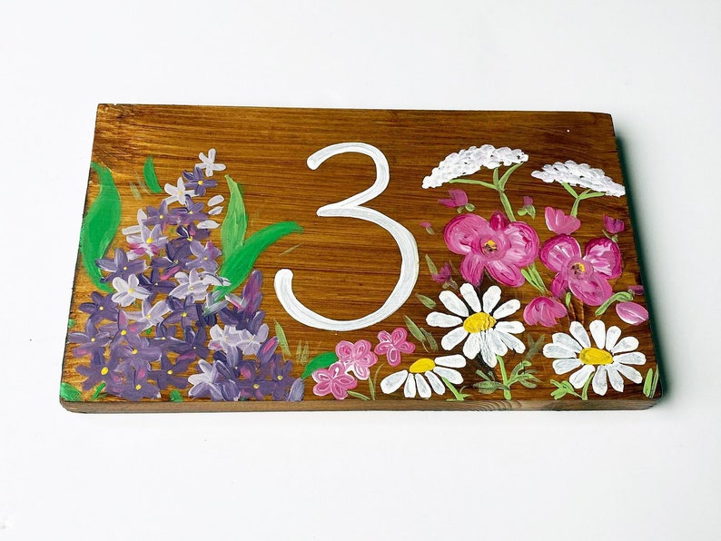 Wild Flower Lilacs House Number Sign Personalised Door Number - Etsy