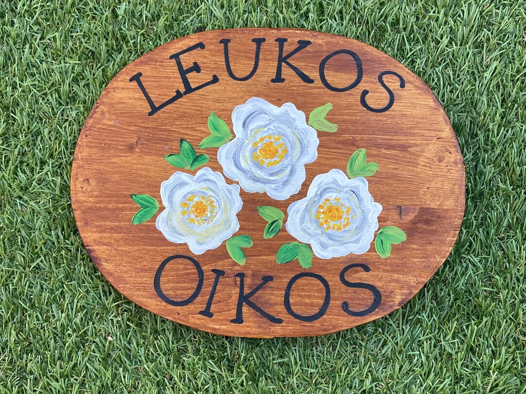 Hand Painted Yorkshire Rose Wooden House Sign - Personalised ...