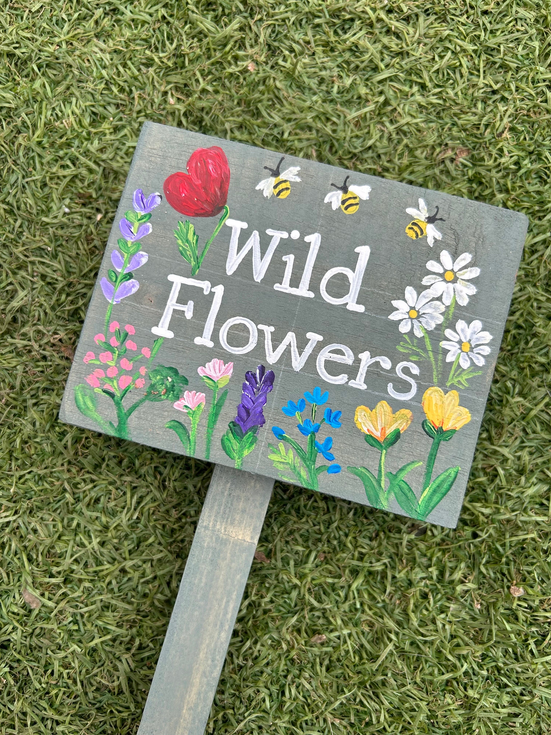 Personalised Wildflower Garden Plaque: Hand-painted Wooden Allotment ...