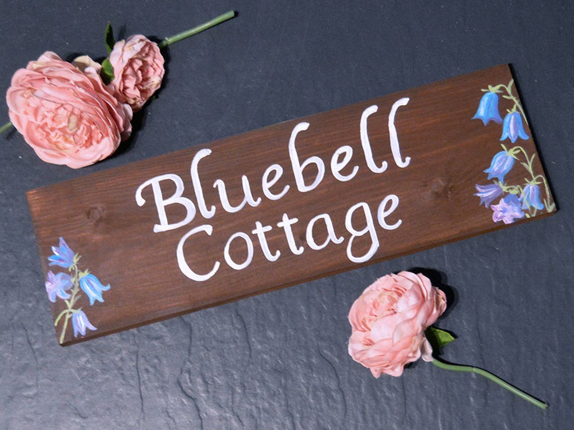 Exterior House Name Sign Personalised Wooden Bluebells House - Etsy UK