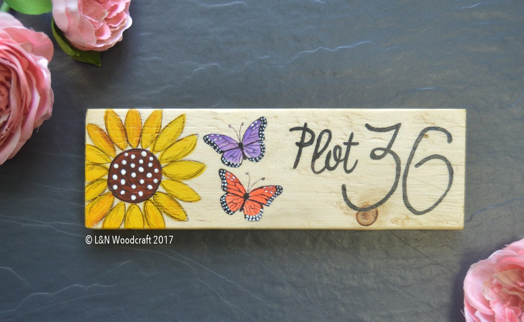 Personalized Allotment Sign: Hand-painted Sunflower & Butterfly Garden ...