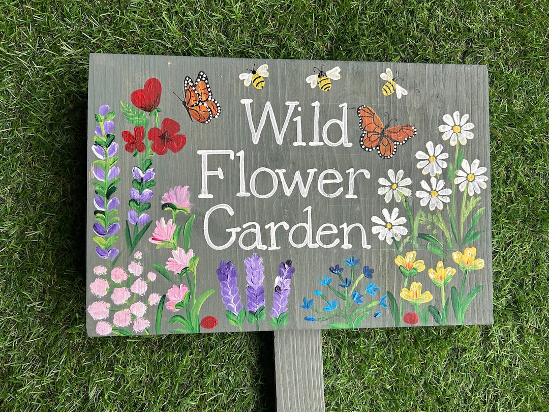 Personalised Wildflower Garden Sign: Hand-painted Wooden Plaque With ...