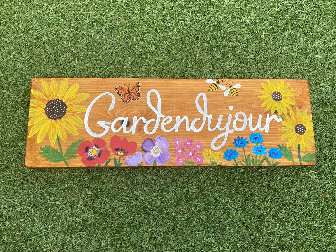 Personalised Flower Garden House Sign, Summerhouse Hand Painted, Floral ...