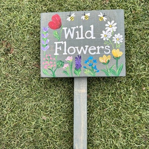 Personalised Wildflower Garden Plaque: Hand-painted Wooden Allotment ...