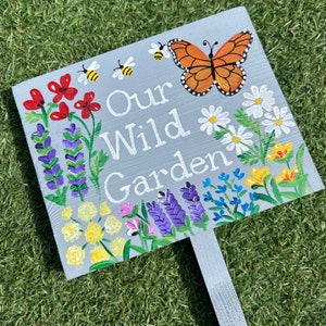 Personalised Grey Wild Flowers Garden Sign With Stake, 15cm X 18cm ...
