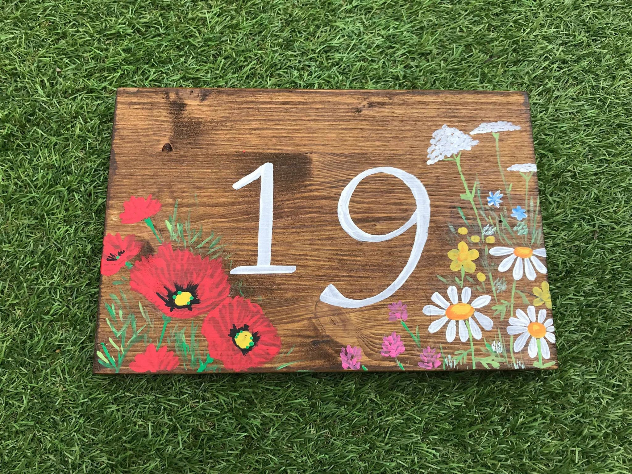 Wild Flower Wooden House Number Sign Personalised Door Number - Etsy UK