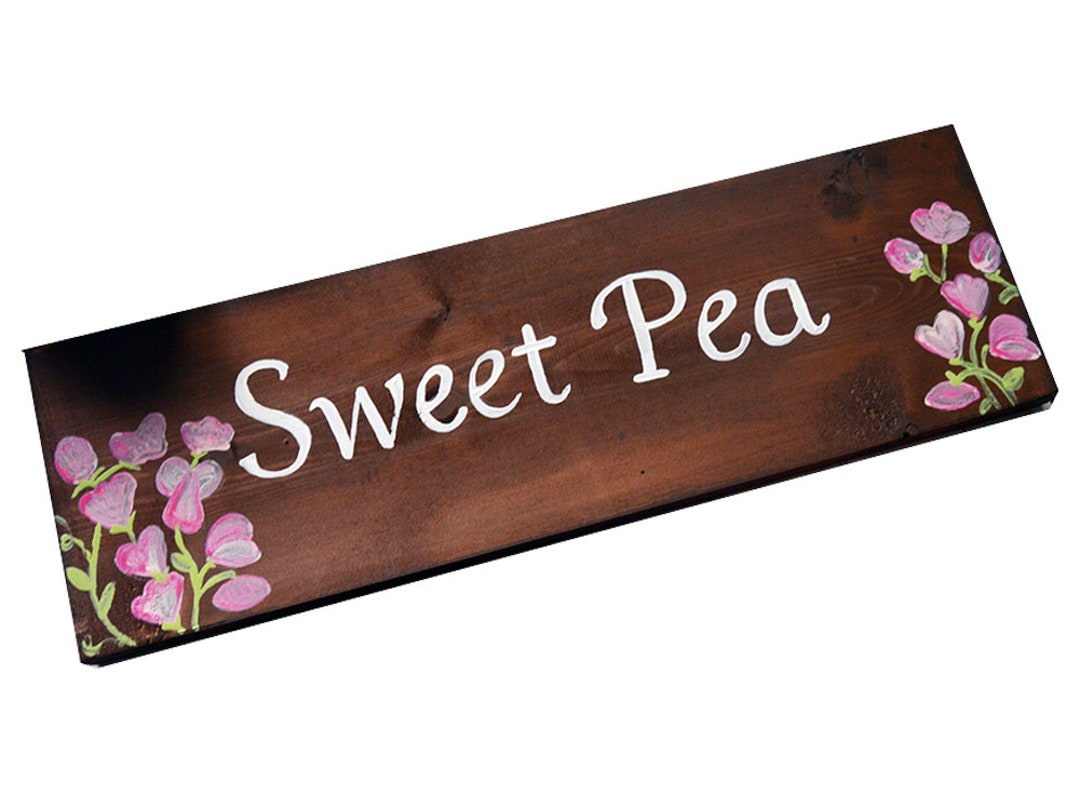 Personalized Sweet Pea Wooden House Sign - Cottage Garden Decor - Etsy
