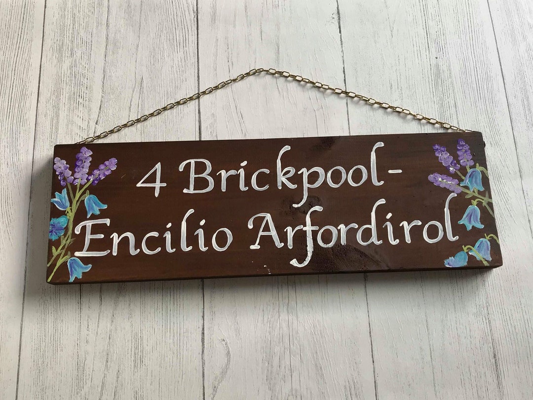 Exterior House Name Sign, Personalised Bluebell & Lavender House Name ...