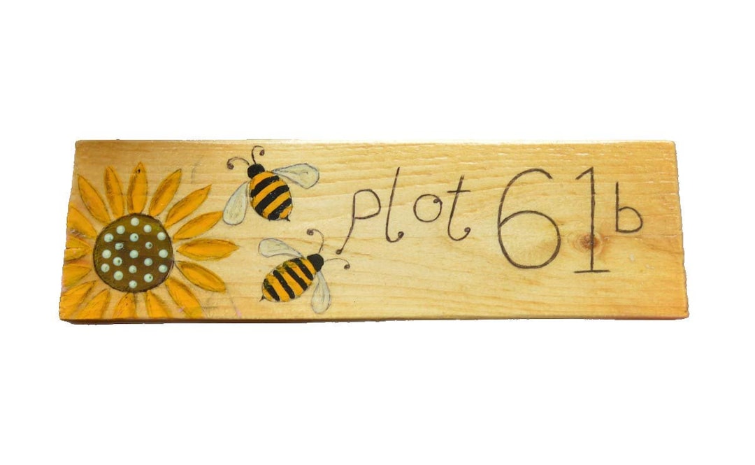 Personalised Allotment Plot Number Sign | Sunflower | Bees | Hand Made ...