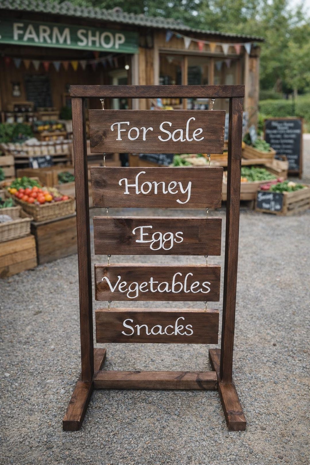 Personalised Farm Shop Free Standing Wooden Sign Stand – Rustic Outdoor ...
