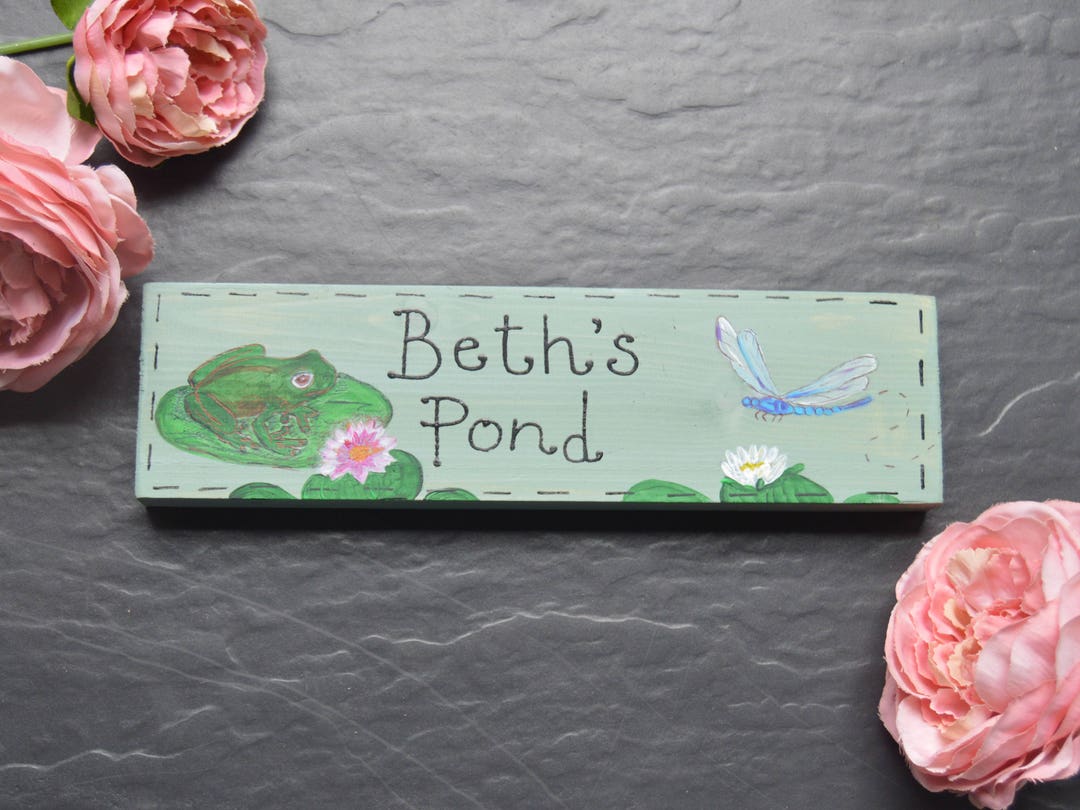 Personalised Wooden Handpainted Pond Sign | Lake | Wildlife | Garden ...