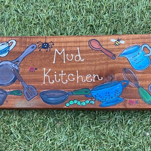 Mud Kitchen Wooden Sign, Play Kitchen, Role Play Sign, Utensil Sign ...