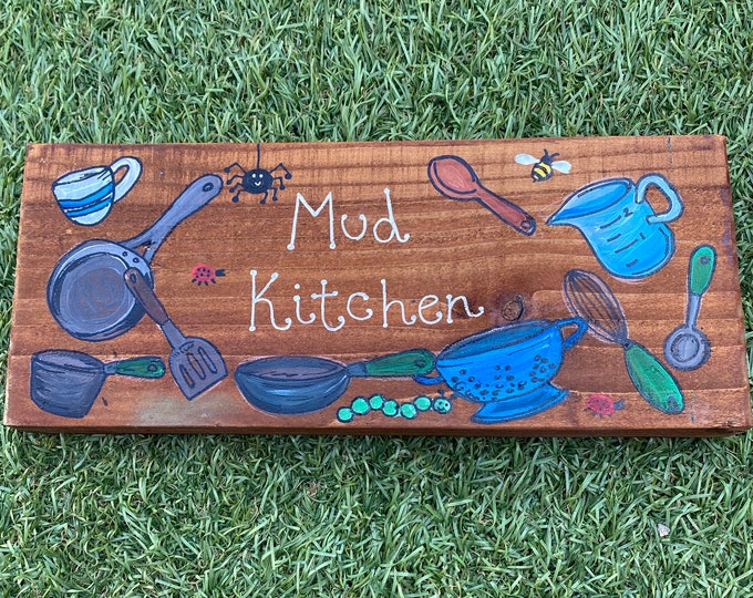 Mud Kitchen Wooden Sign, Play Kitchen, Role Play Sign, Utensil Sign ...
