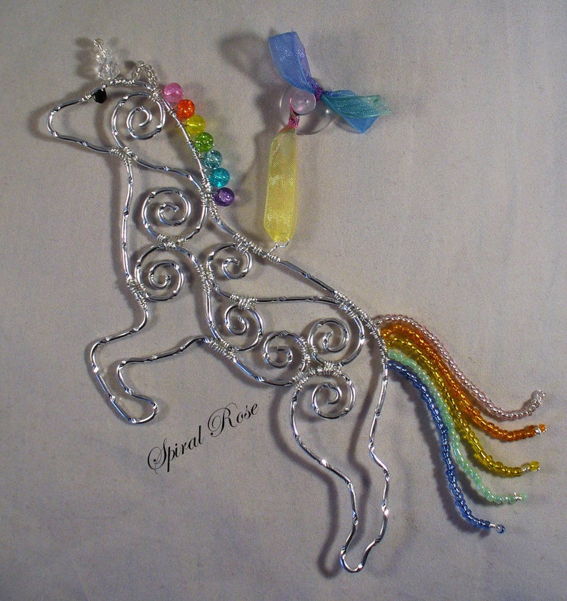 Rearing Unicorn Wire and Bead Suncatcher. Choose Colour - Etsy