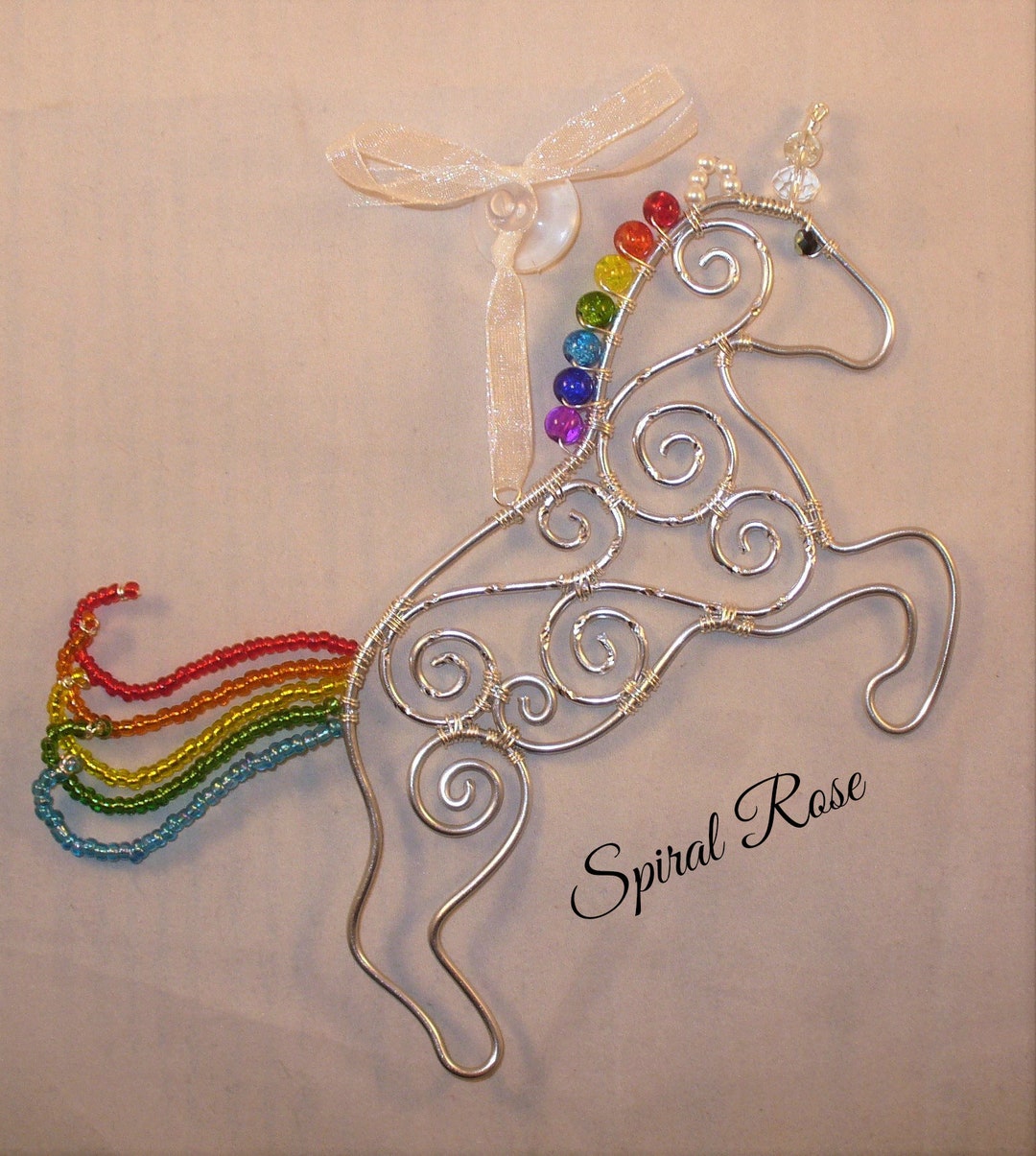 Rearing Unicorn Wire and Bead Suncatcher. Choose Colour - Etsy