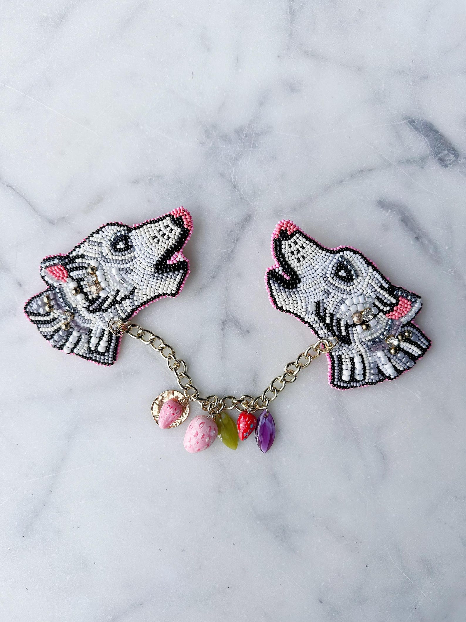 Beaded Wolf Chain Brooch: Handmade Eclectic Jewelry - Etsy