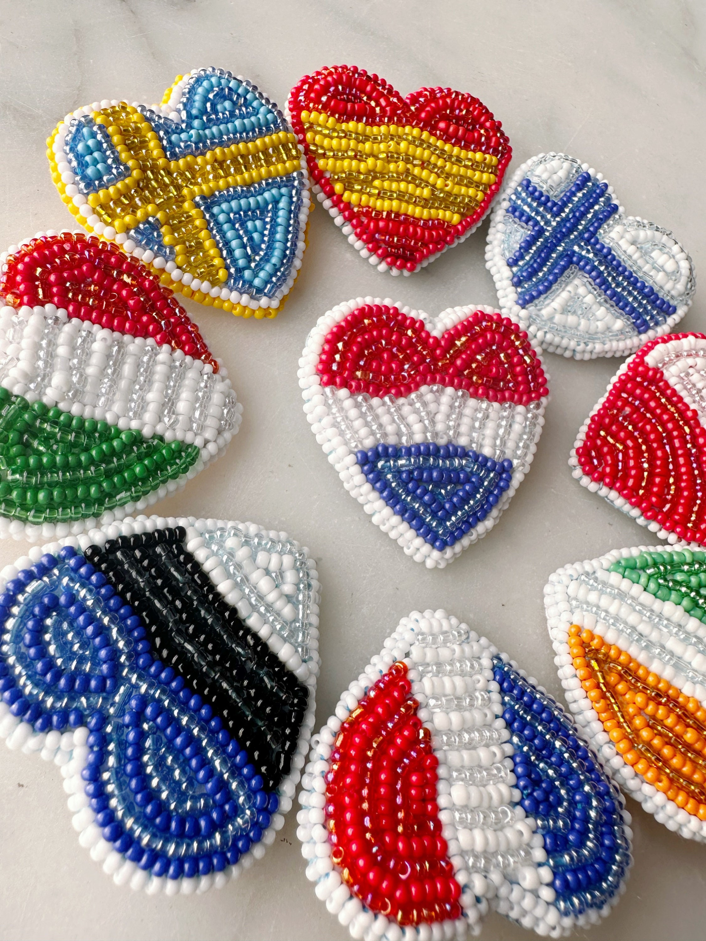 Flags of the World Country Flag Brooches Beaded Patriotic - Etsy